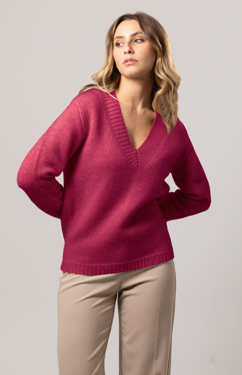 Maglione scollo a V 8 fili – ONECASHMERE